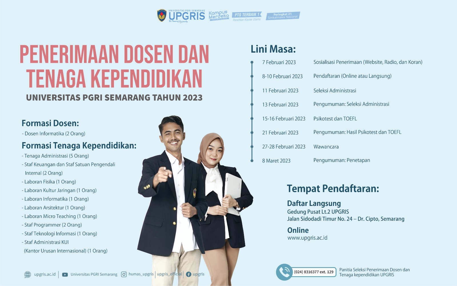 PENERIMAAN DOSEN DAN TENAGA KEPENDIDIKAN UNIVERSITAS PGRI SEMARANG TAHUN 2023 – Universitas PGRI ...