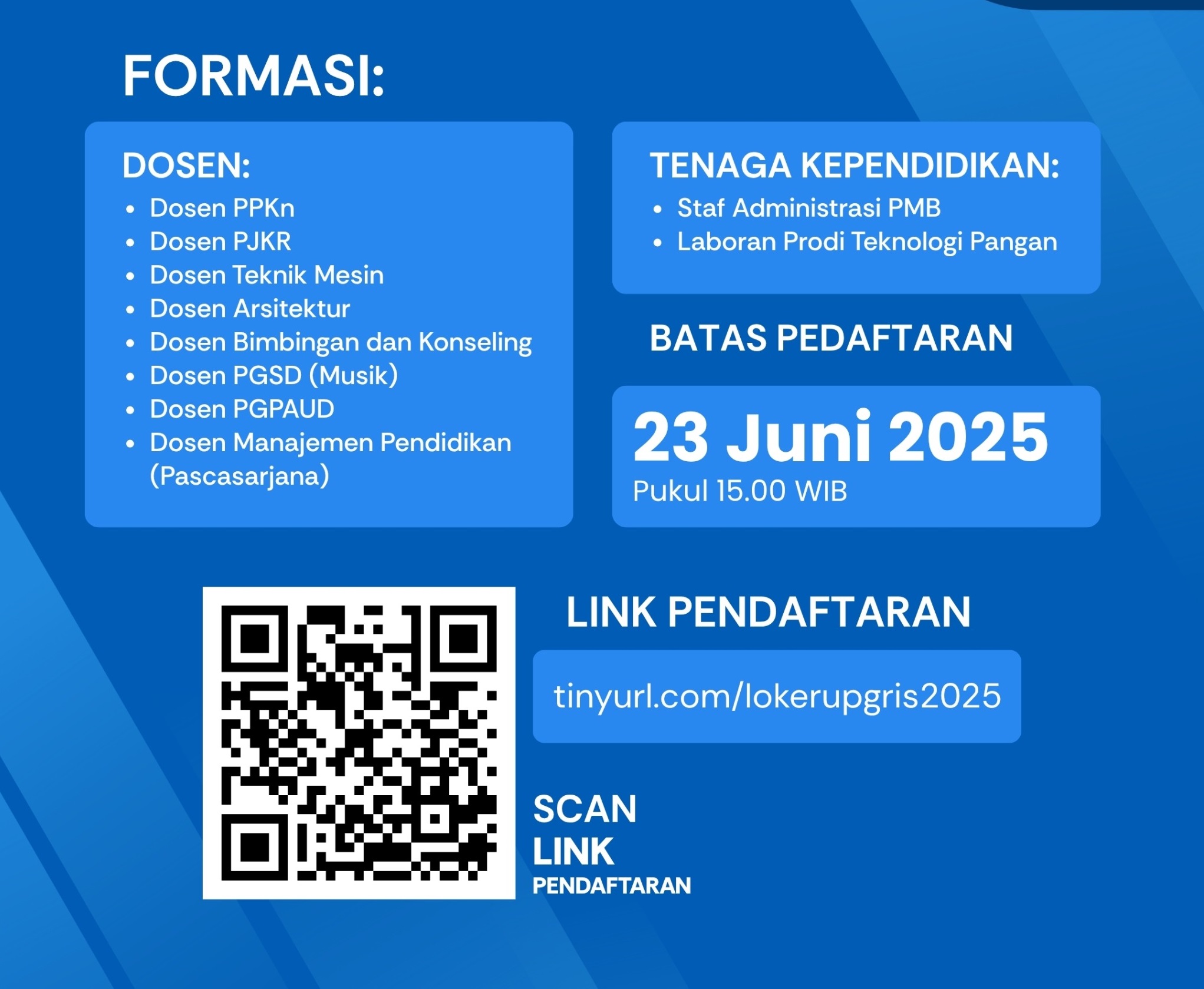 PENERIMAAN DOSEN DAN TENDIK UPGRIS – Universitas PGRI Semarang